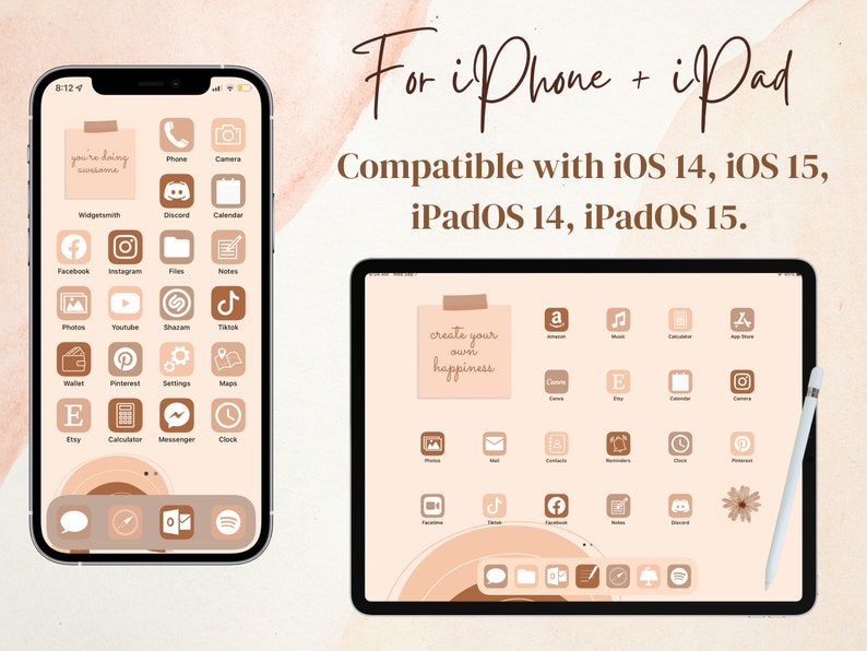 Boho Ios iPad Icons Pack, iPhone Icons Pack, Iphone/ipad Wallpapers ...