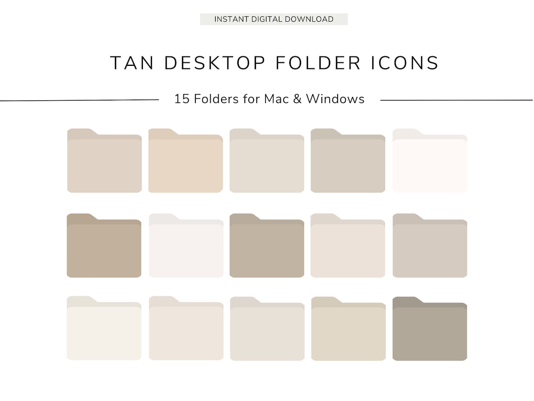 15 Desktop Folder Icons, TAN TONES, Minimalistic, Mac, Windows ...