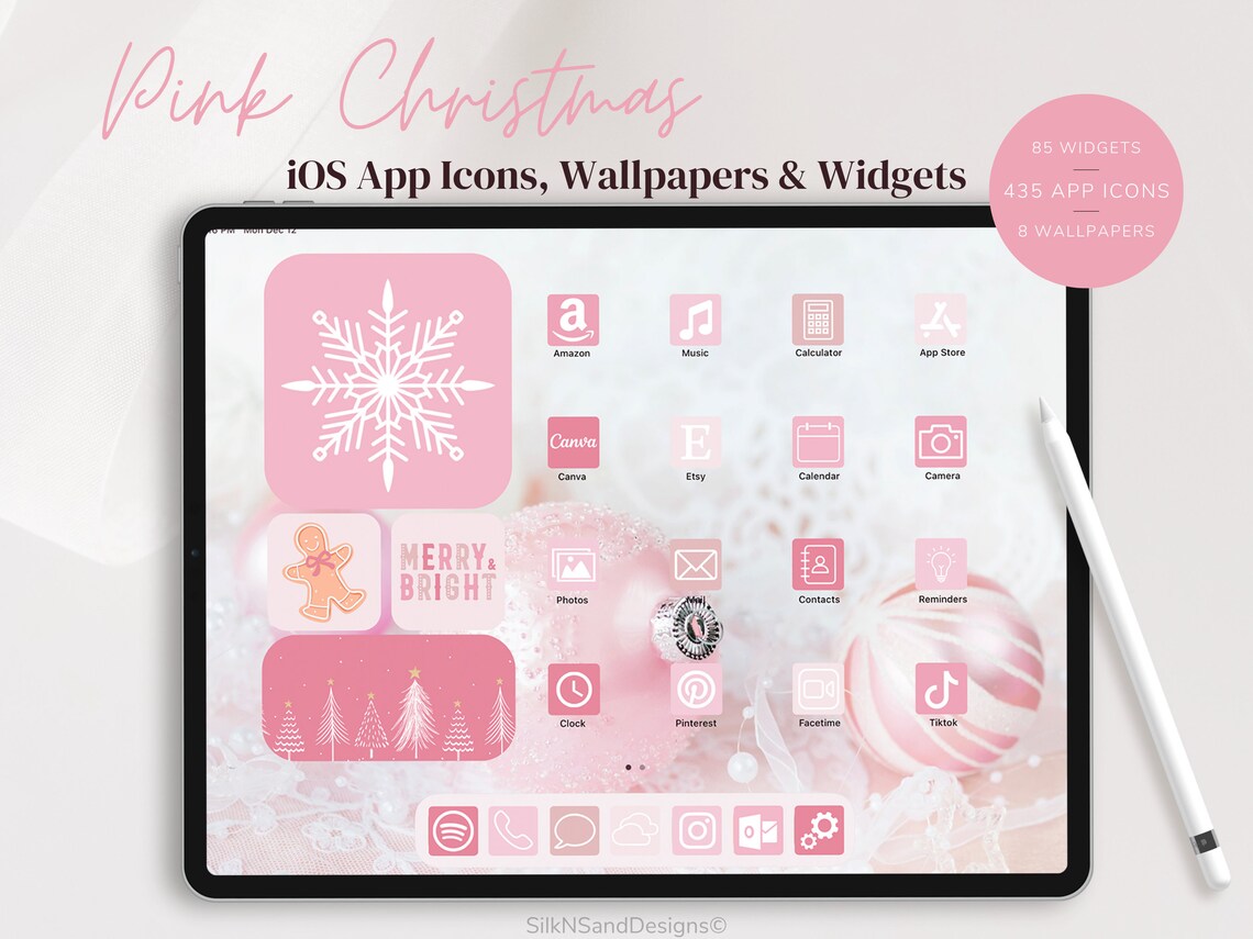 Pink Holiday Christmas Ios Ipad/iphone Icons Pack, Christmas iPhone ...