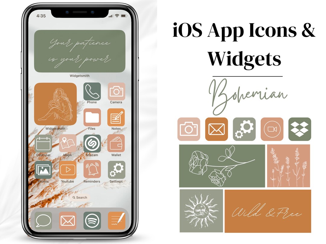 Boho Ios Icons Pack, Ipad, iPhone Icons and Ios Wallpapers, Ios Widgets ...