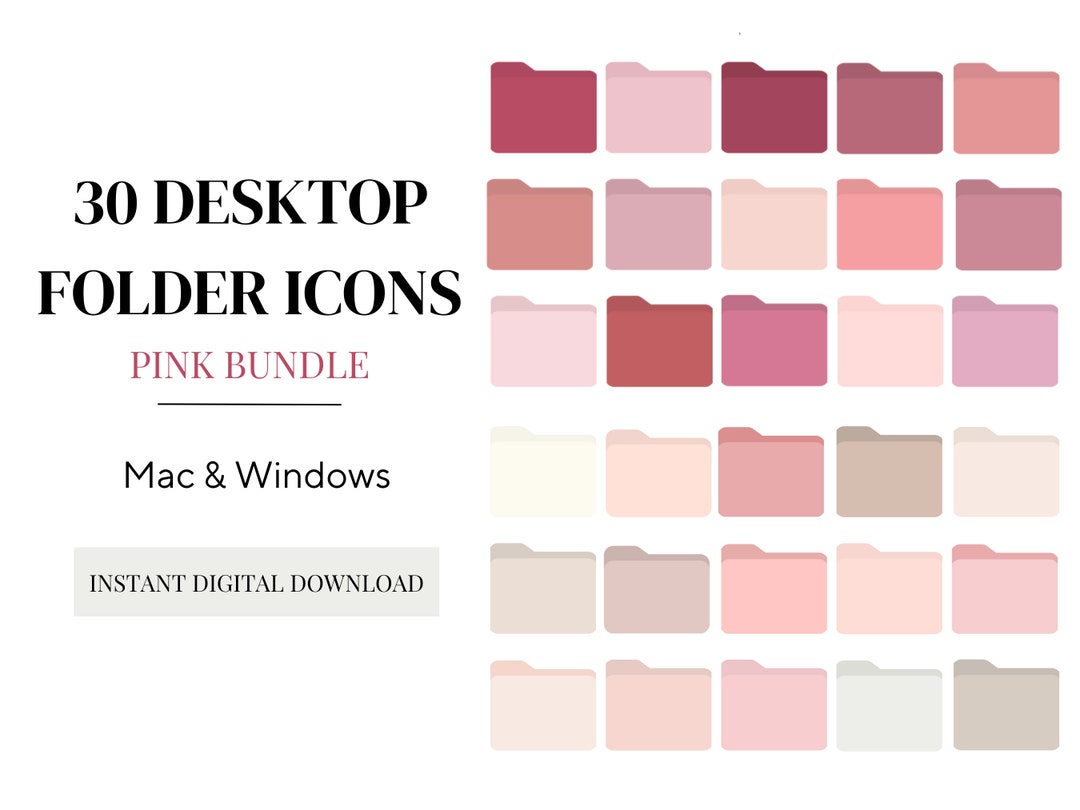30 Pink Desktop Folder Icons, Pink, Beige, Neutral Tones, Macbook, Imac ...
