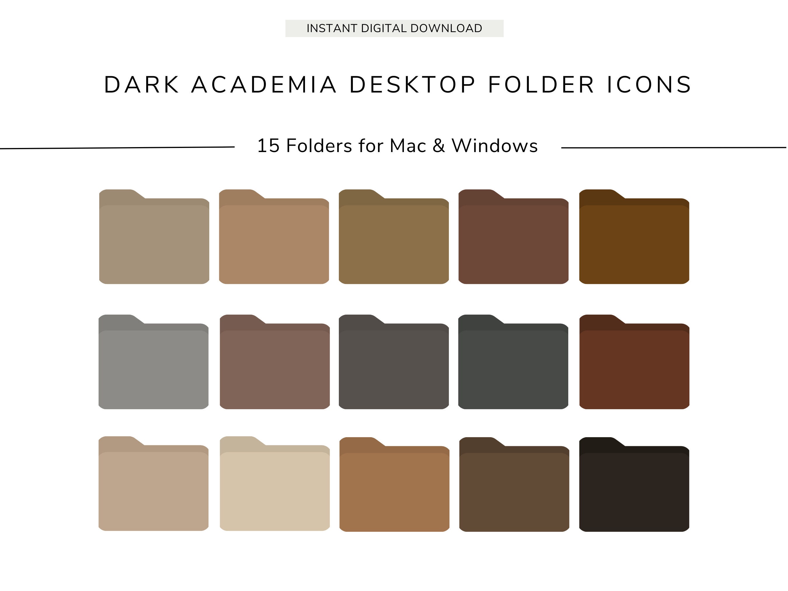15 Desktop Folder Icons, DARK ACADEMIA Folder Icons, Mac, Windows ...