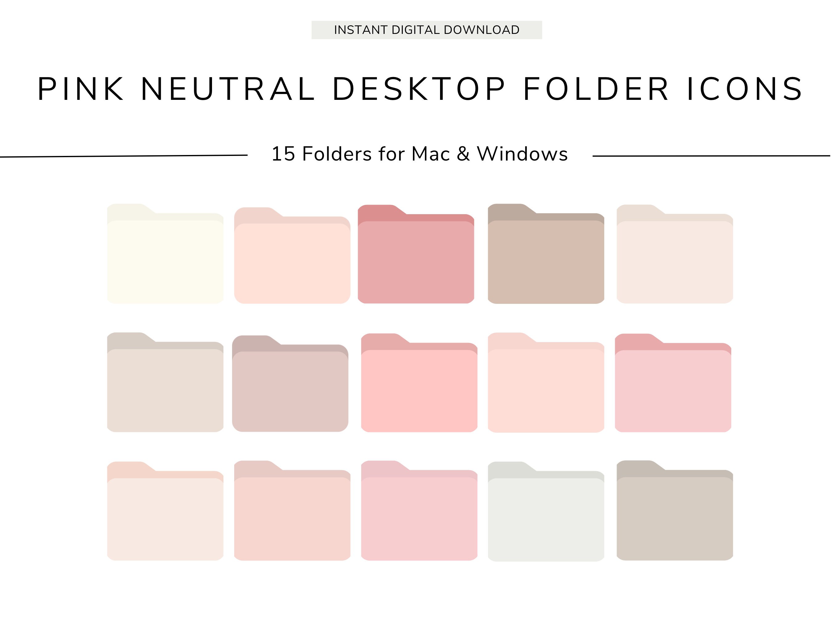 15 Desktop Folder Icons Pink and Beige Neutral Icons - Etsy