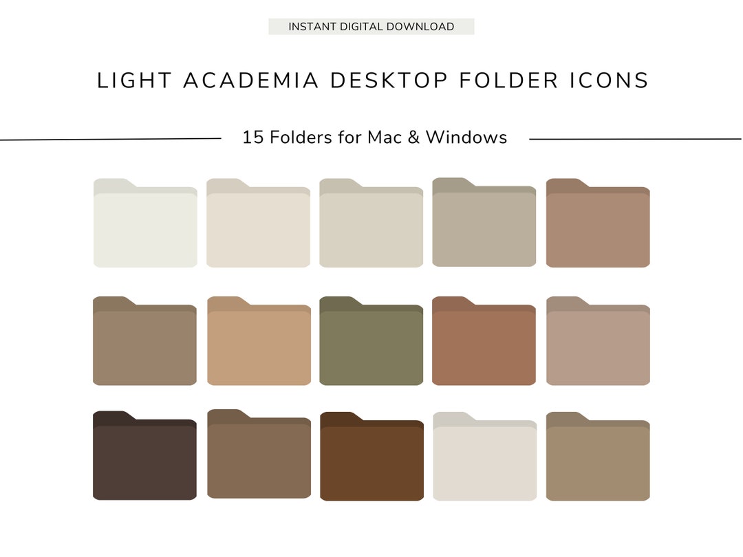 15 Desktop Folder Icons, LIGHT ACADEMIA Folder Icons, Mac, Windows ...