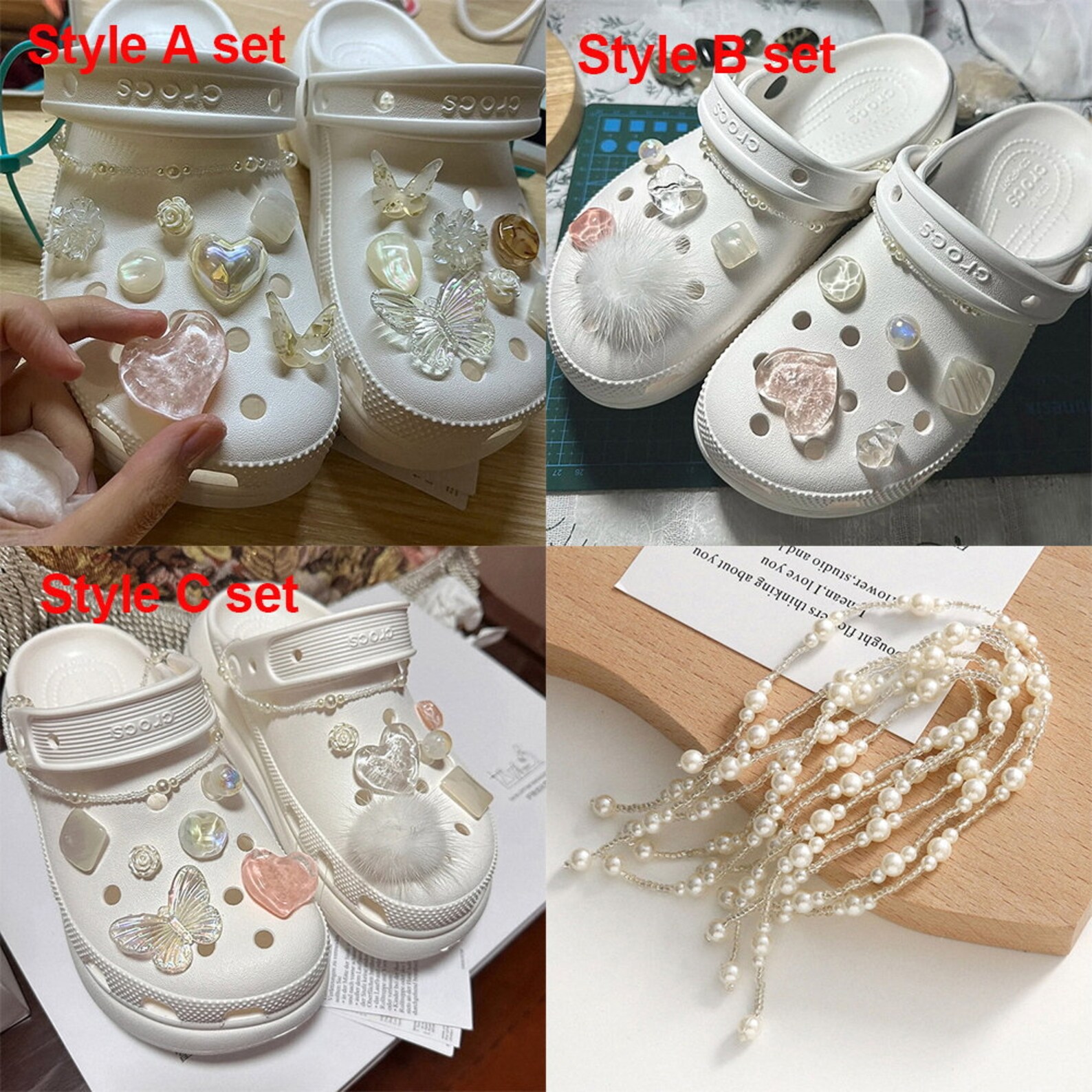 Bling Pearl Diamond Croc Charms Set for Girls - Etsy