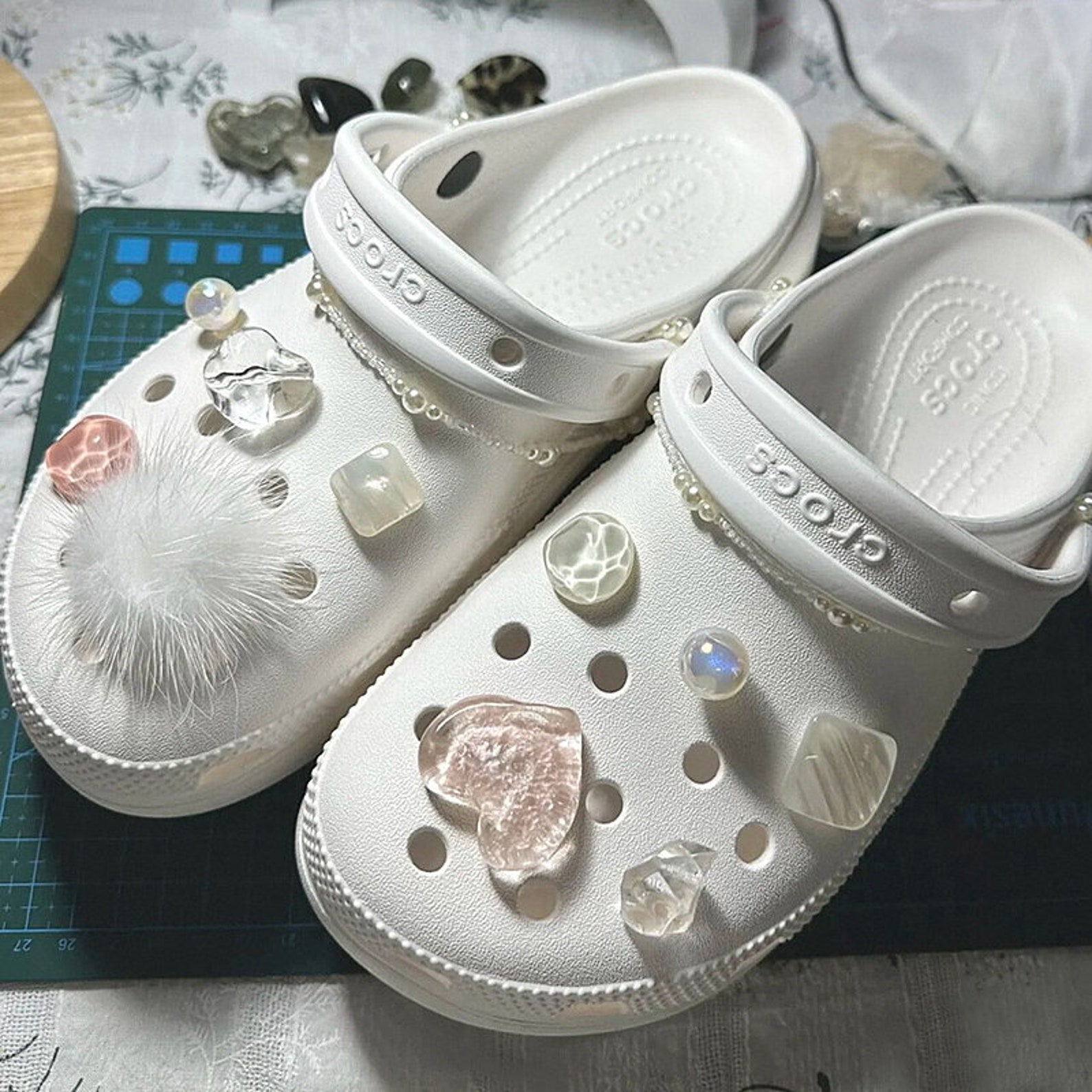 Bling Pearl Diamond Croc Charms Set for Girls - Etsy