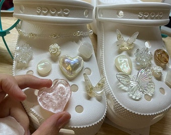 Cute Pearl Croc Charms for Girls Full Set Glitter Croc Pin Shoe Charm ...