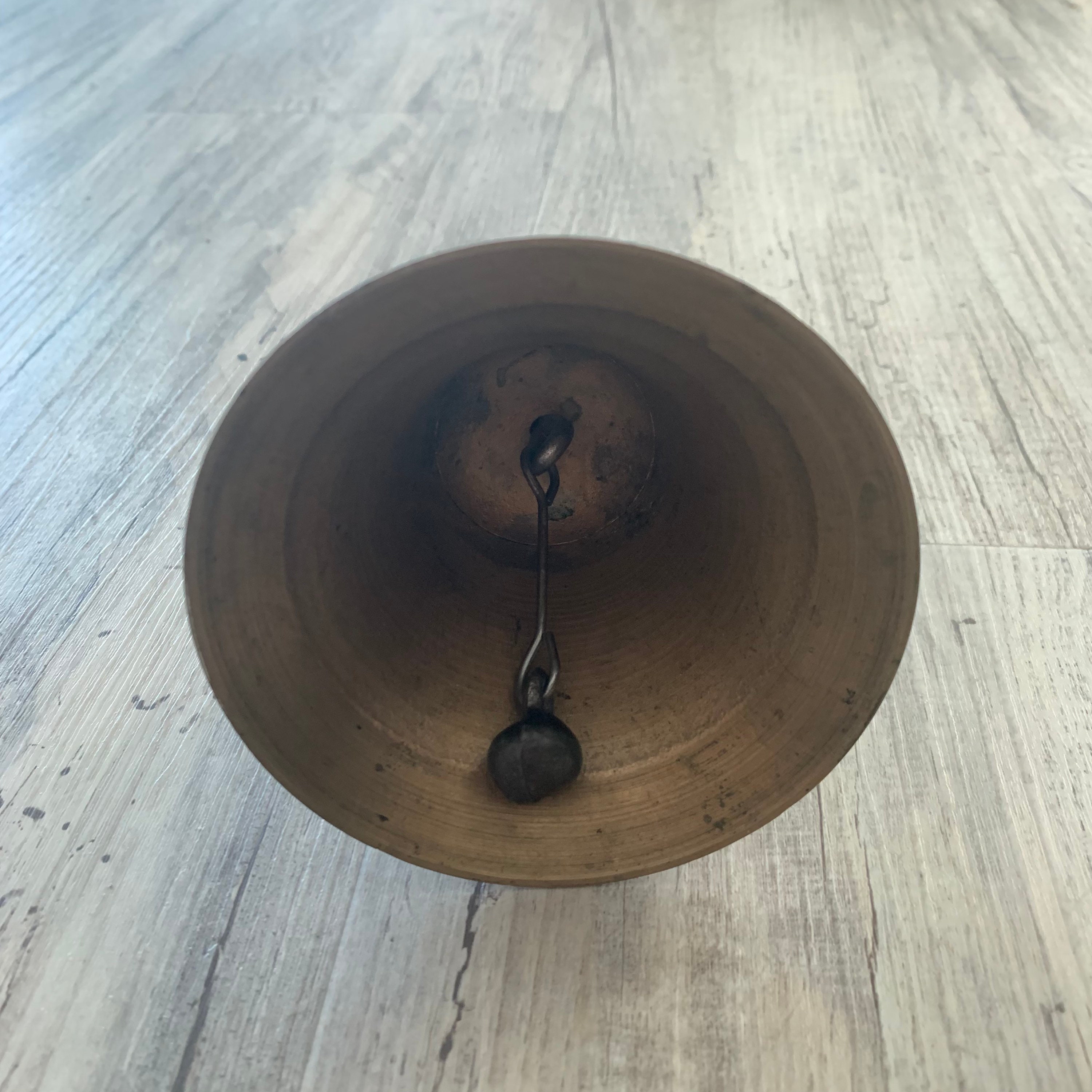 Antique Solid Brass School Bell 7.5 Solid Wood Painted Brown - Etsy