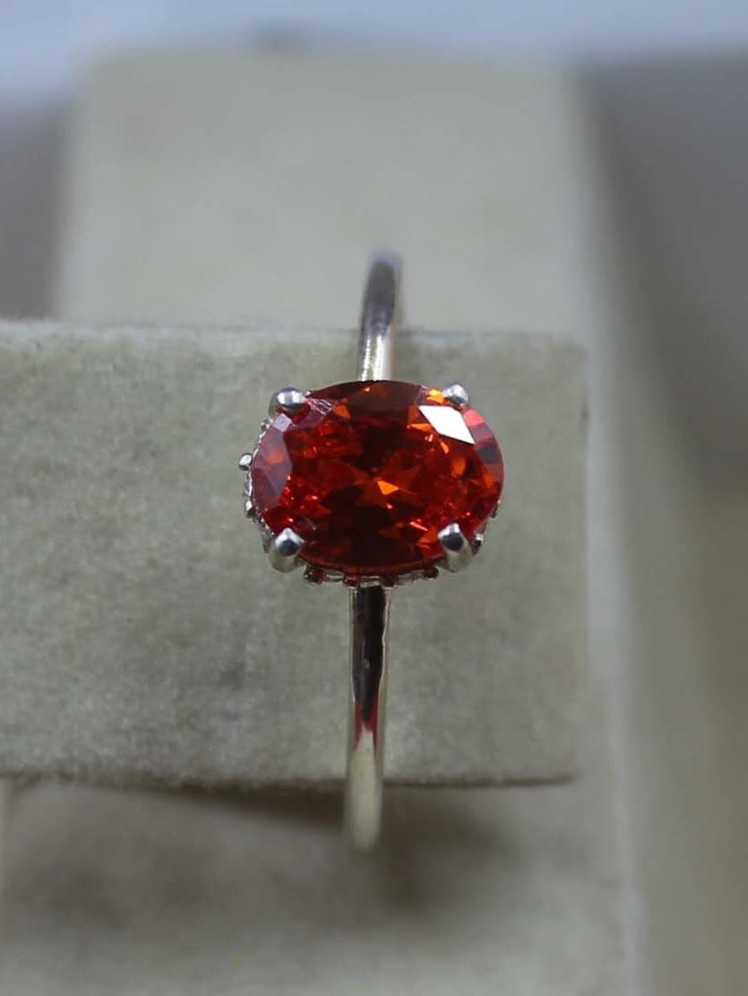 Orange Zircon Ring, 925 Sterling Silver Ring, Oval Stone Ring, Wedding ...