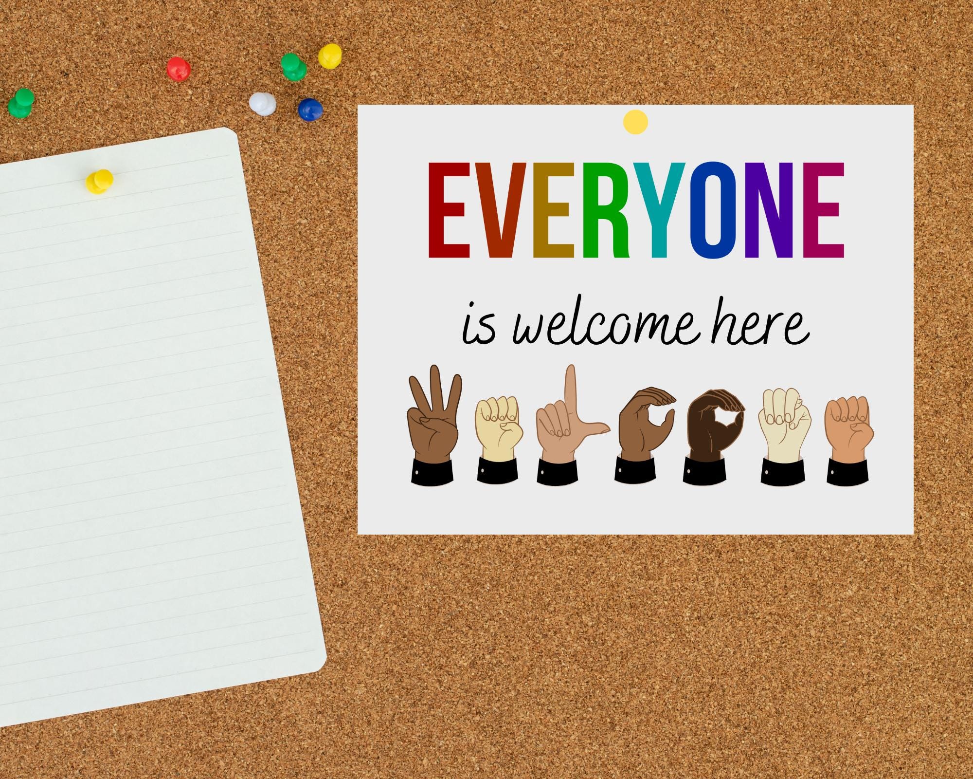 Inclusive Classroom Sign, Everyone is Welcome Here, American Sign ...