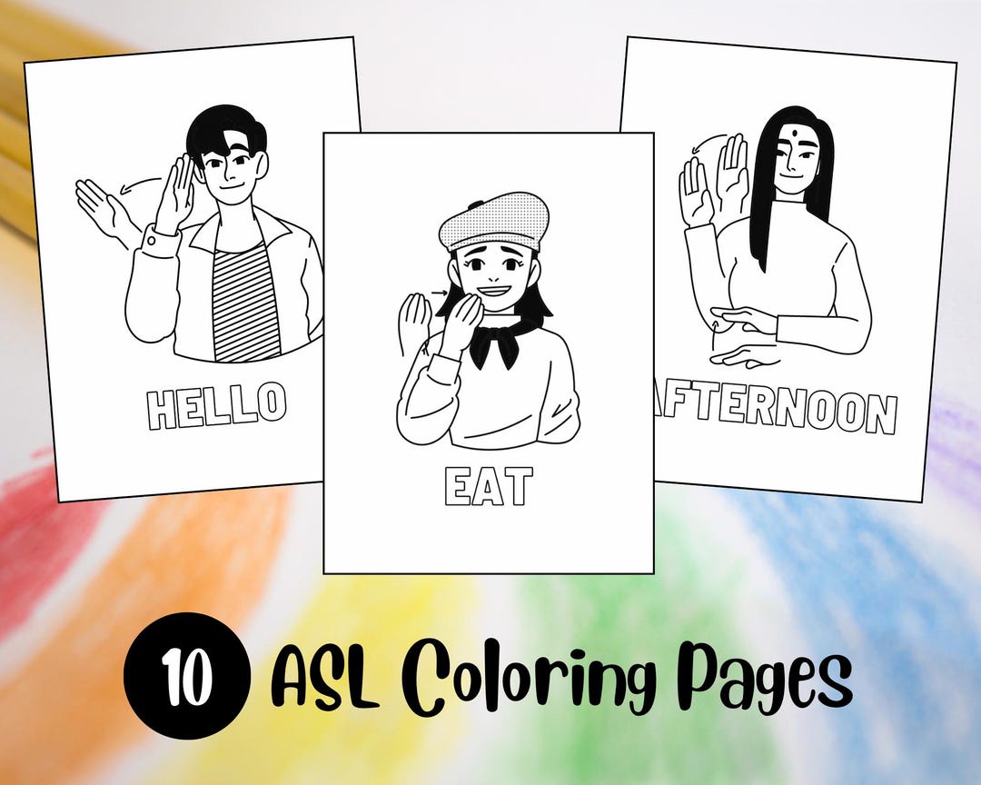 Printable American Sign Language ASL Coloring Pages, Inclusive Coloring ...