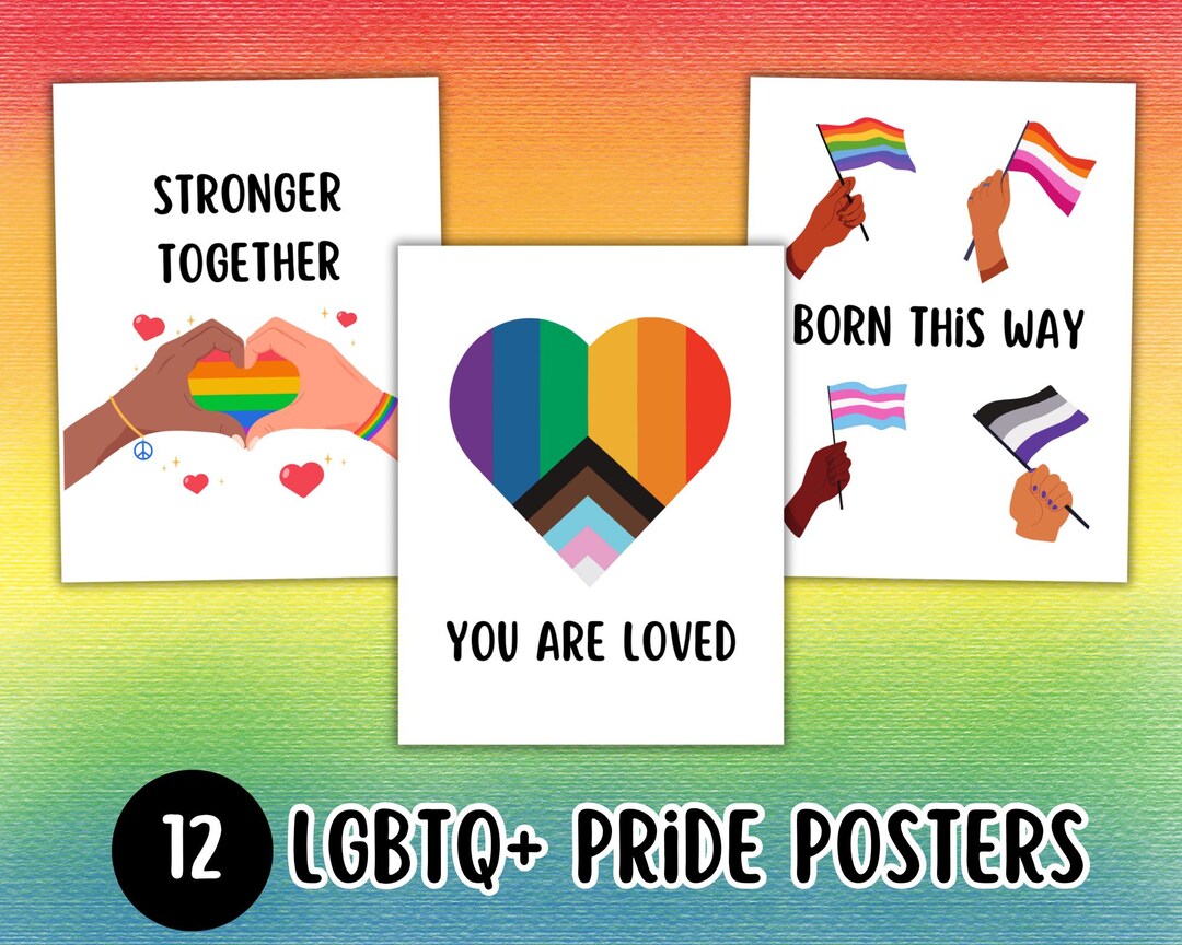 Pride Posters (set of 12), LGBTQ+, Diversity Wall Decor, Allyship ...
