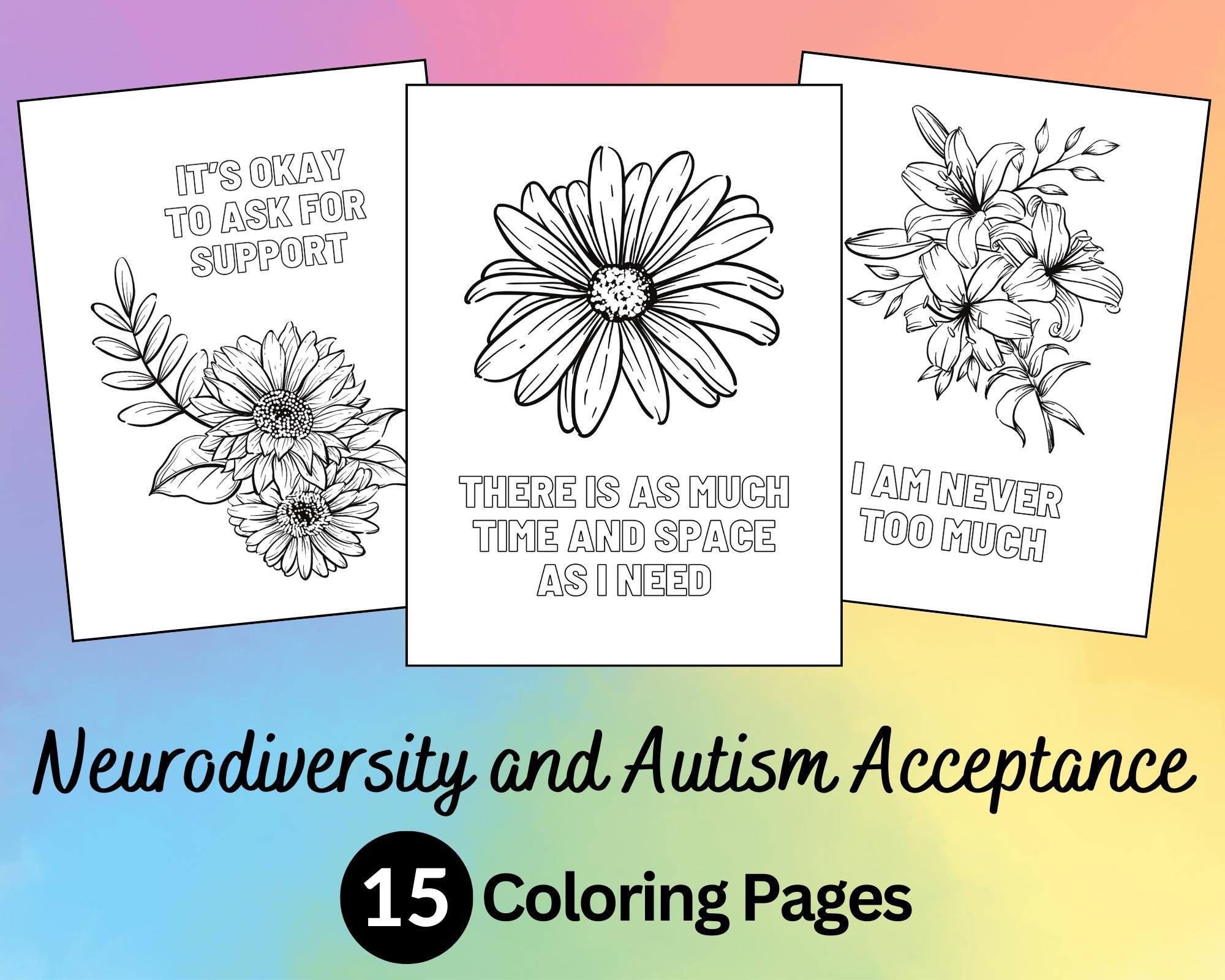 Neurodiversity Affirming Coloring Pages, Autism Acceptance Coloring ...