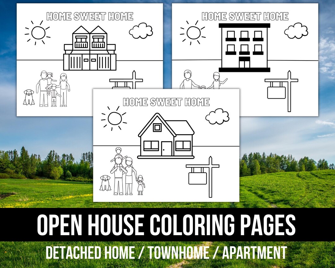 Real Estate Open House Coloring Pages, Real Estate Kids Activity, Open ...