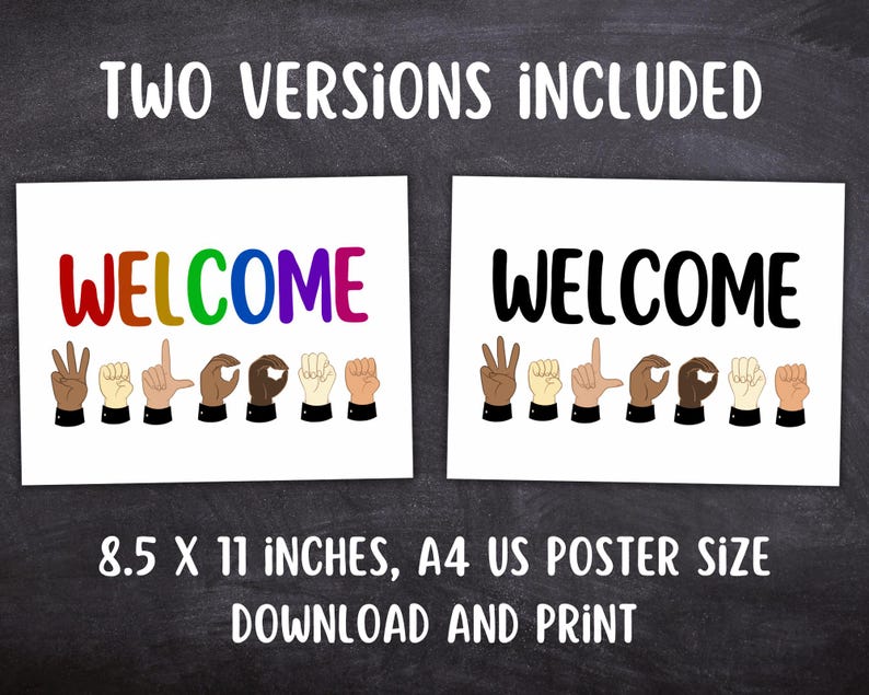 Welcome Poster With Sign Language, American Sign Language, ASL ...