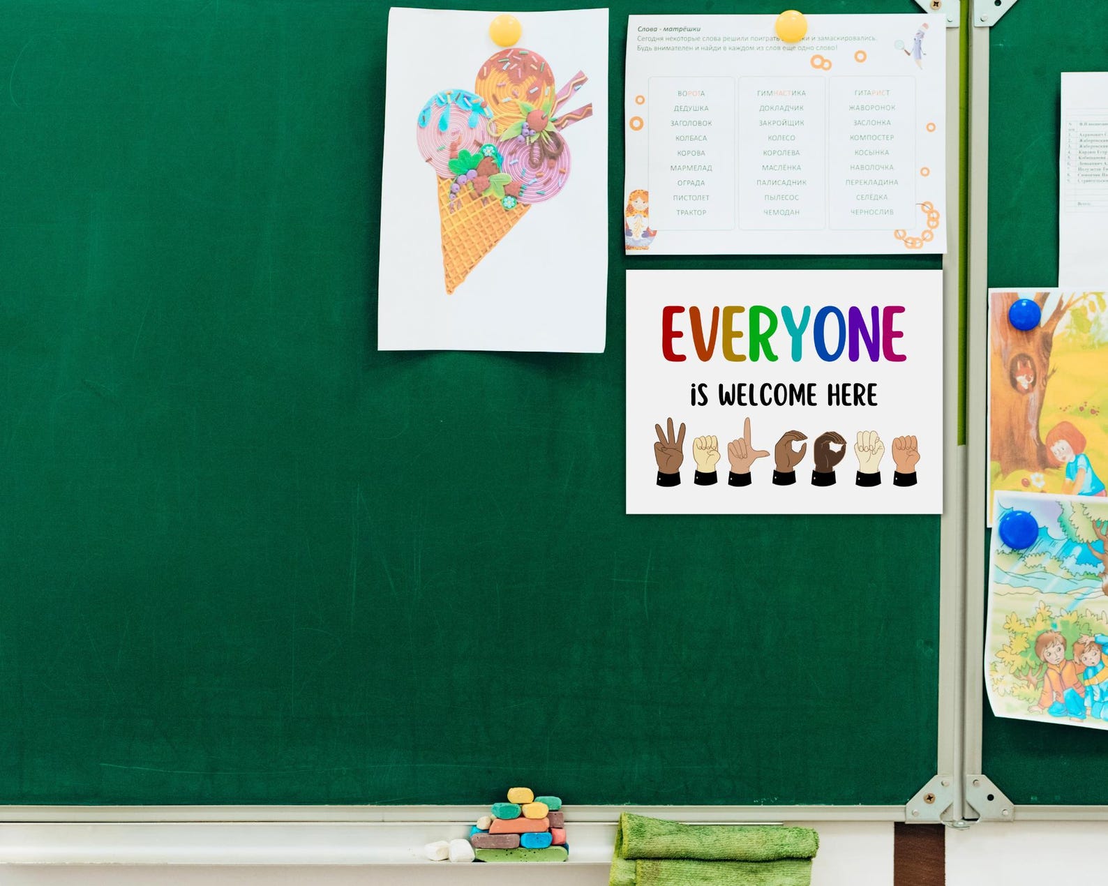 Inclusive Classroom Sign, Everyone is Welcome Here, American Sign ...