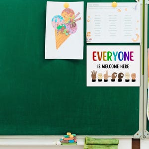 Inclusive Classroom Sign, Everyone is Welcome Here, American Sign ...