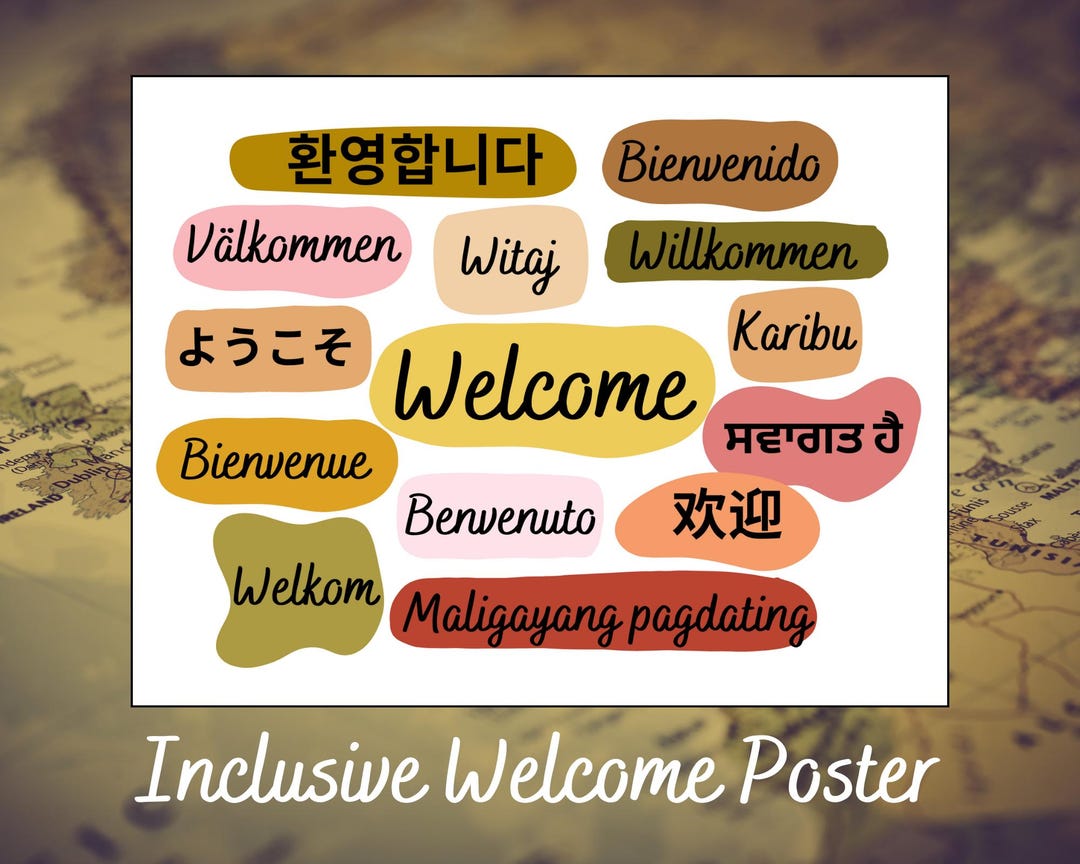 Inclusive Welcome Sign, Welcome Poster in Different Languages, Everyone ...