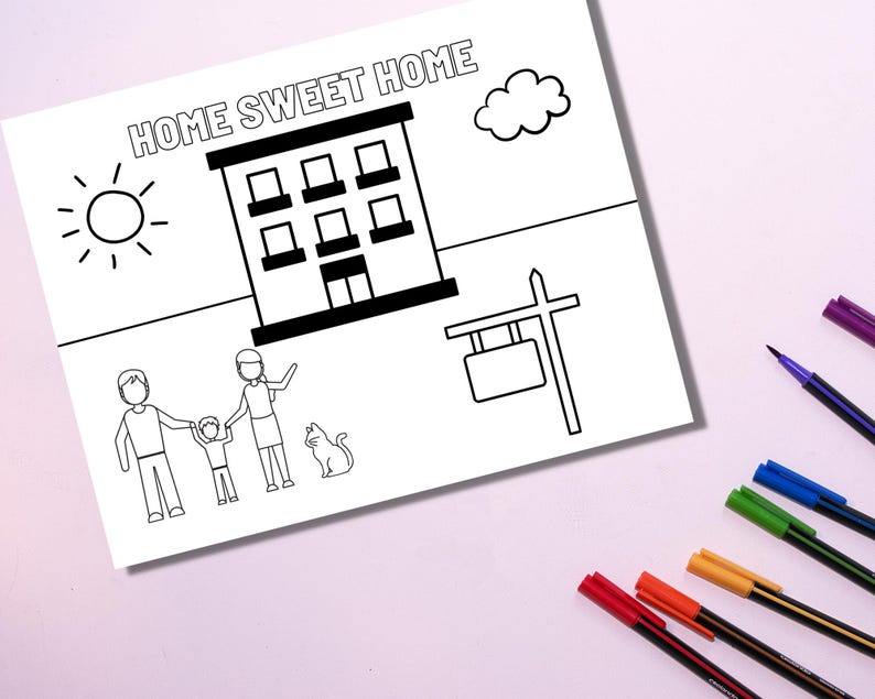 Real Estate Open House Coloring Pages, Real Estate Kids Activity, Open ...