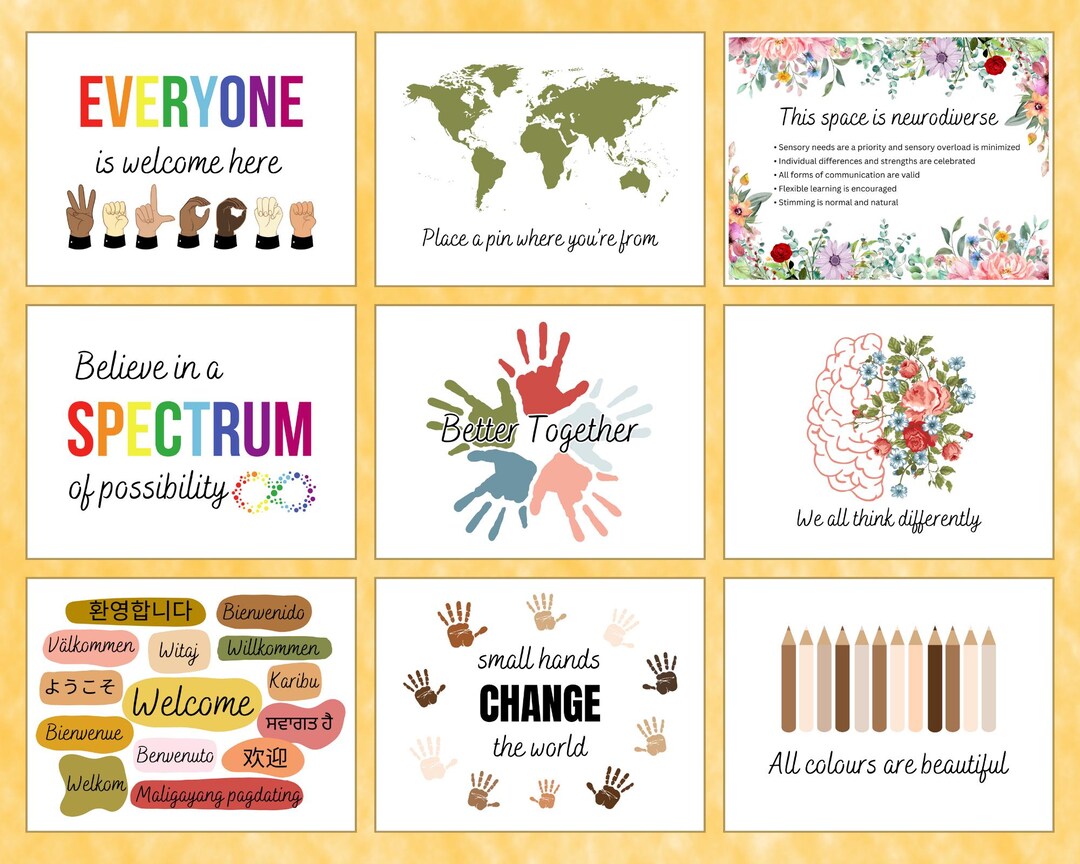 Inclusive Classroom Posters (set of 10), Diversity Posters, Everyone is ...