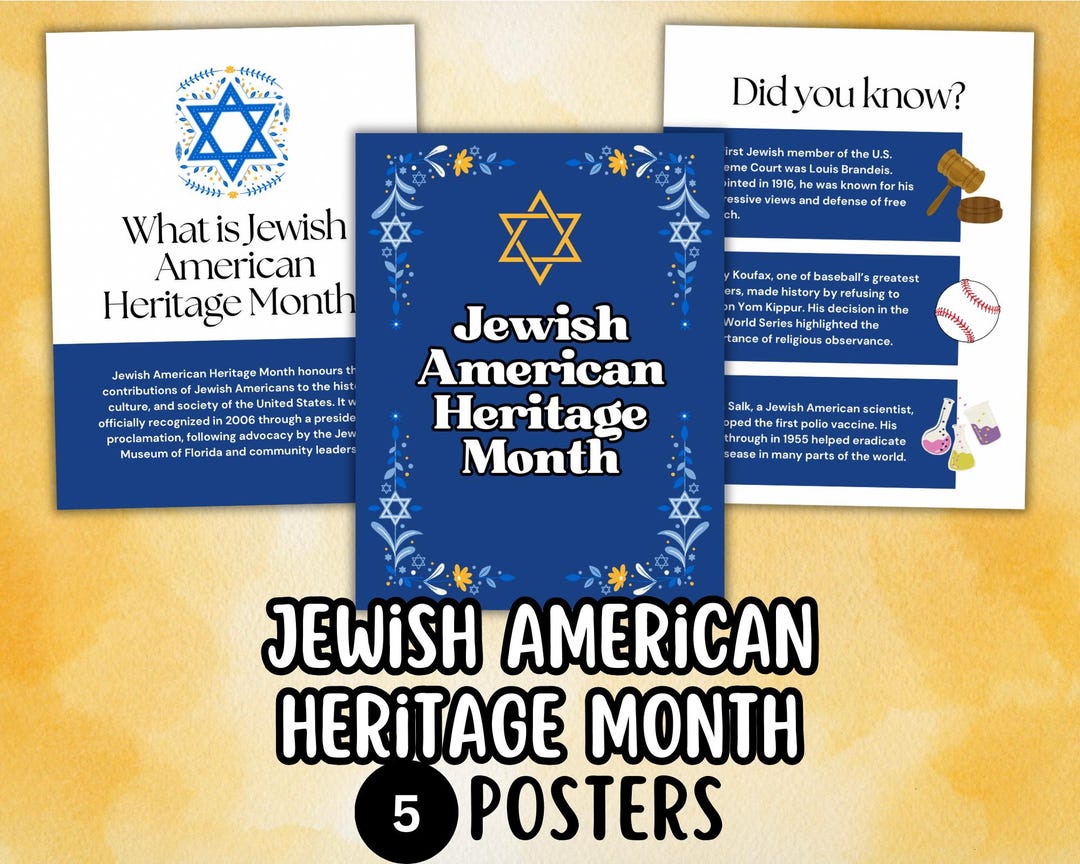Jewish American Heritage Month Printable Info Posters Files (set of 6 ...