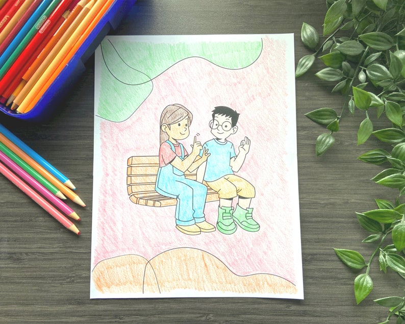 Printable Coloring Page for Inclusive Classroom Child Signing - Etsy ...