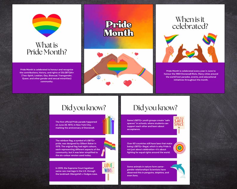 Pride Month Information Poster Files (set of 5), LGBTQ+ Classroom Wall ...