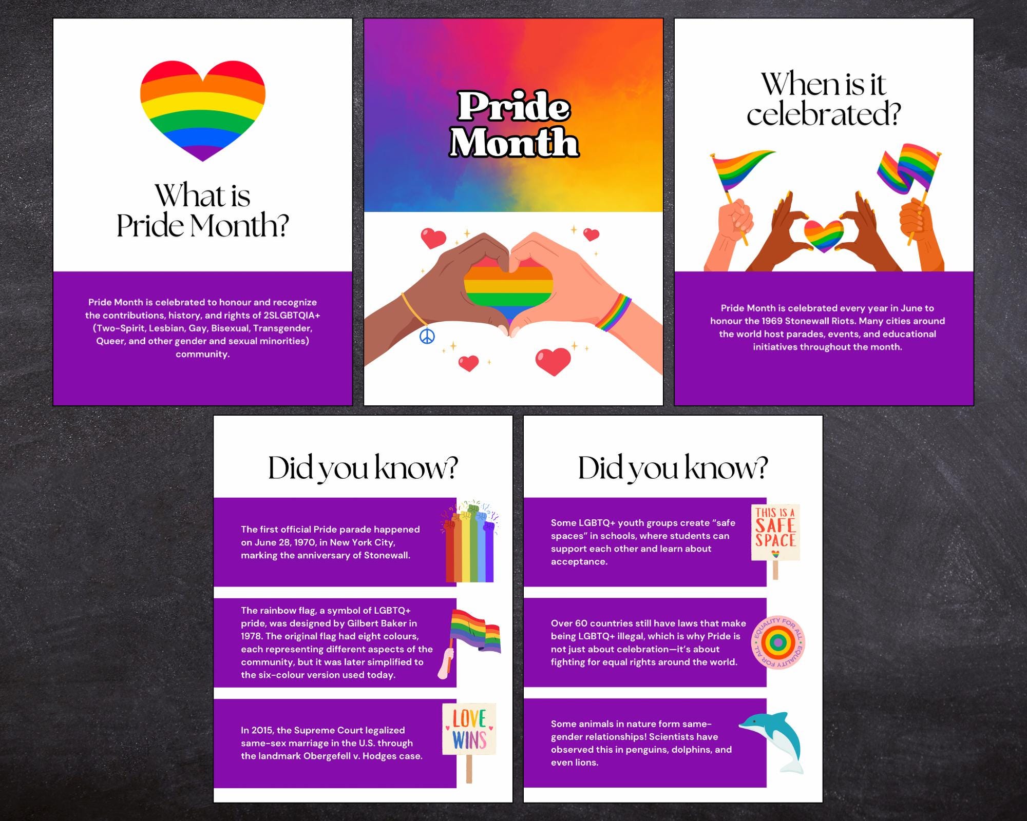 Pride Month Information Poster Files (set of 5), LGBTQ+ Classroom Wall ...