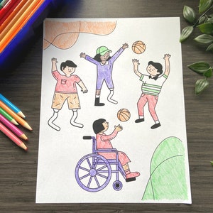 Printable Inclusive Coloring Page, Coloring Book, Classroom, Diversity ...