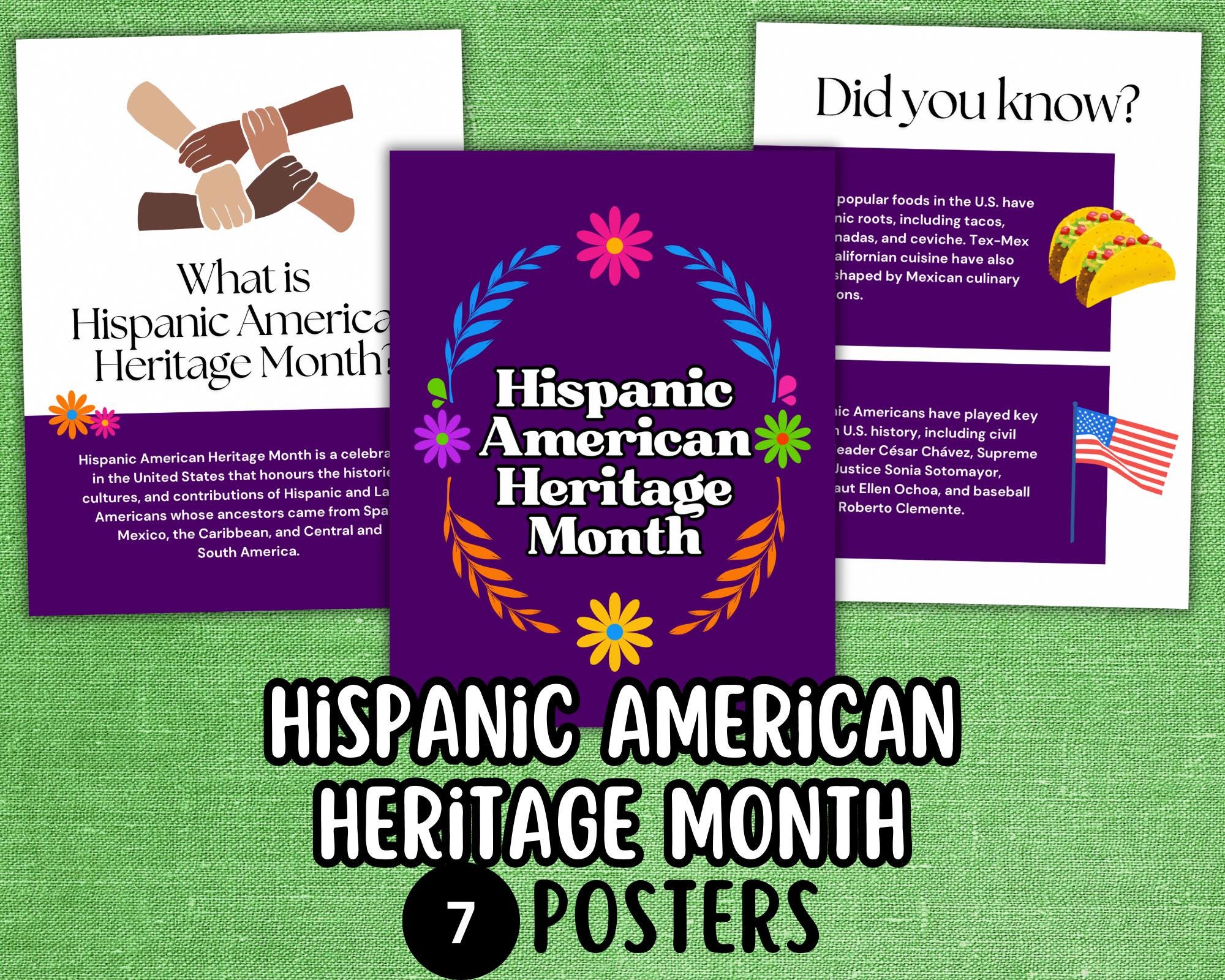 Hispanic American Heritage Month Printable Posters (set of 7 ...