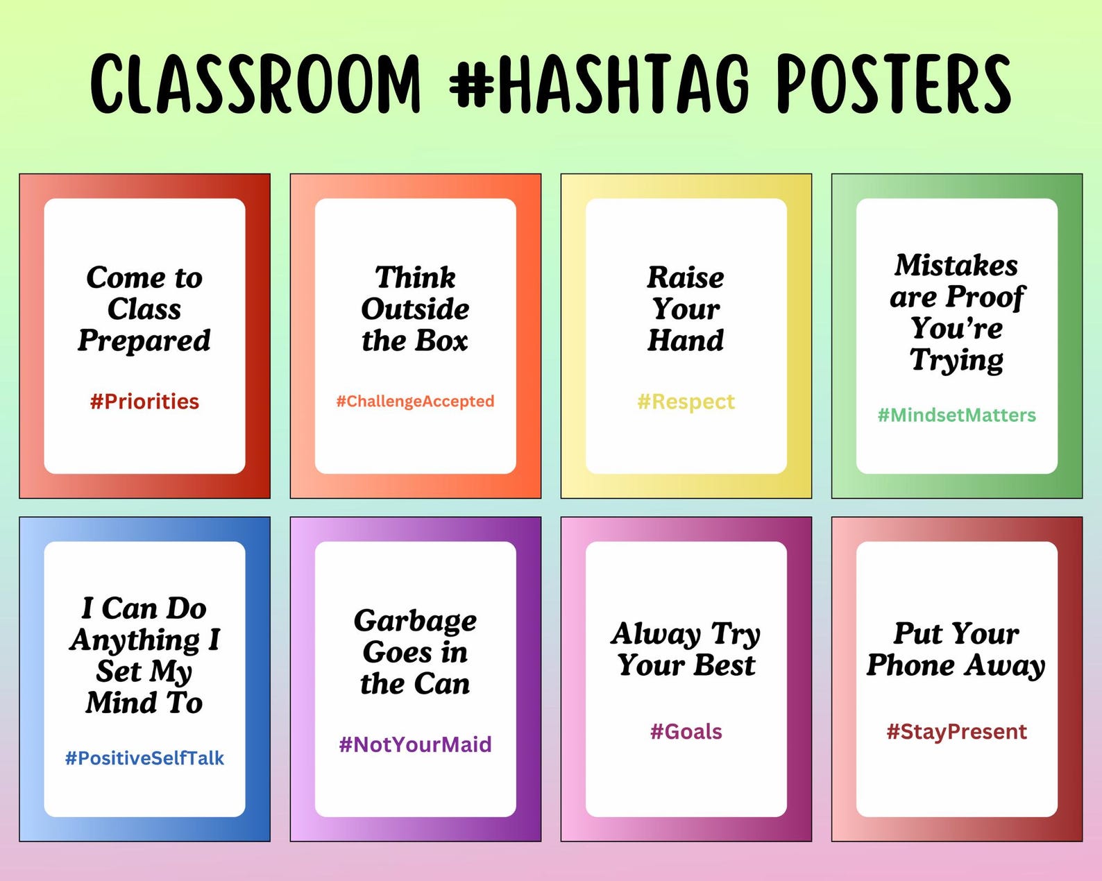 Classroom Hashtag Posters, Bulletin Board Posters, Hashtag Signs ...