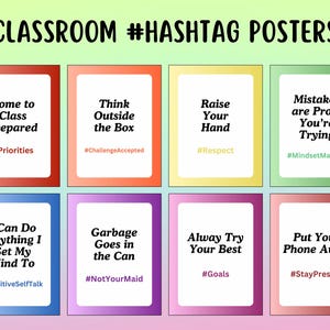 Classroom Hashtag Posters, Bulletin Board Posters, Hashtag Signs ...