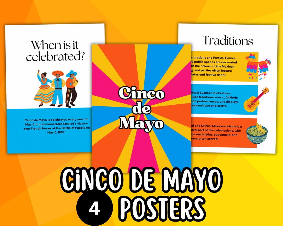 Cinco De Mayo Information Poster Files (set of 4), Classroom Wall ...