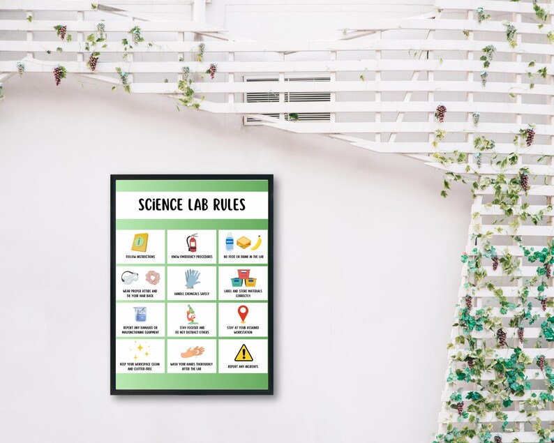 Science Lab Rules Printable Poster, STEM STEAM Wall Art, Classroom ...