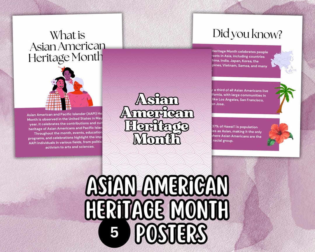 AAPI Heritage Month Info Poster Files (set of 5), Asian American and ...