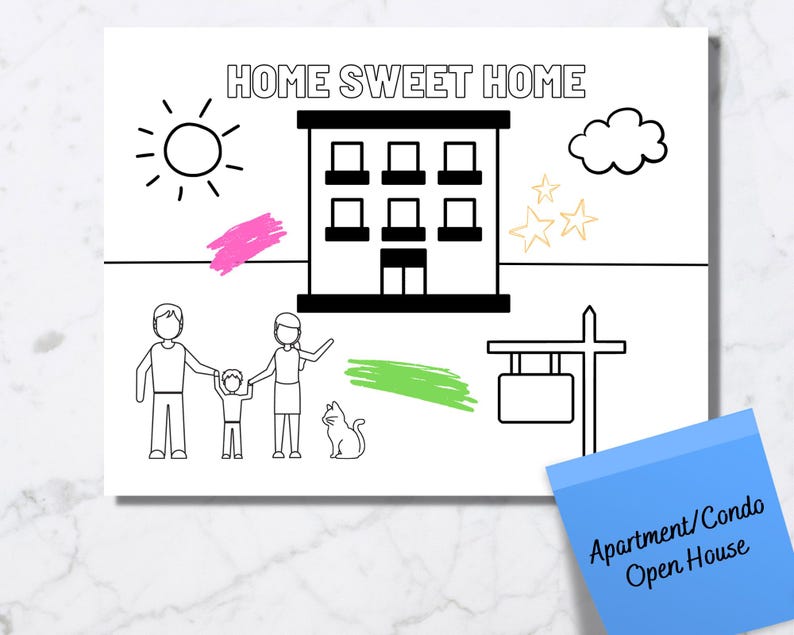Real Estate Open House Coloring Pages, Real Estate Kids Activity, Open ...