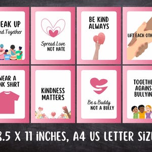 Anti-bullying Day Classroom Posters Set of 8, Pink Shirt Day, Bullying ...