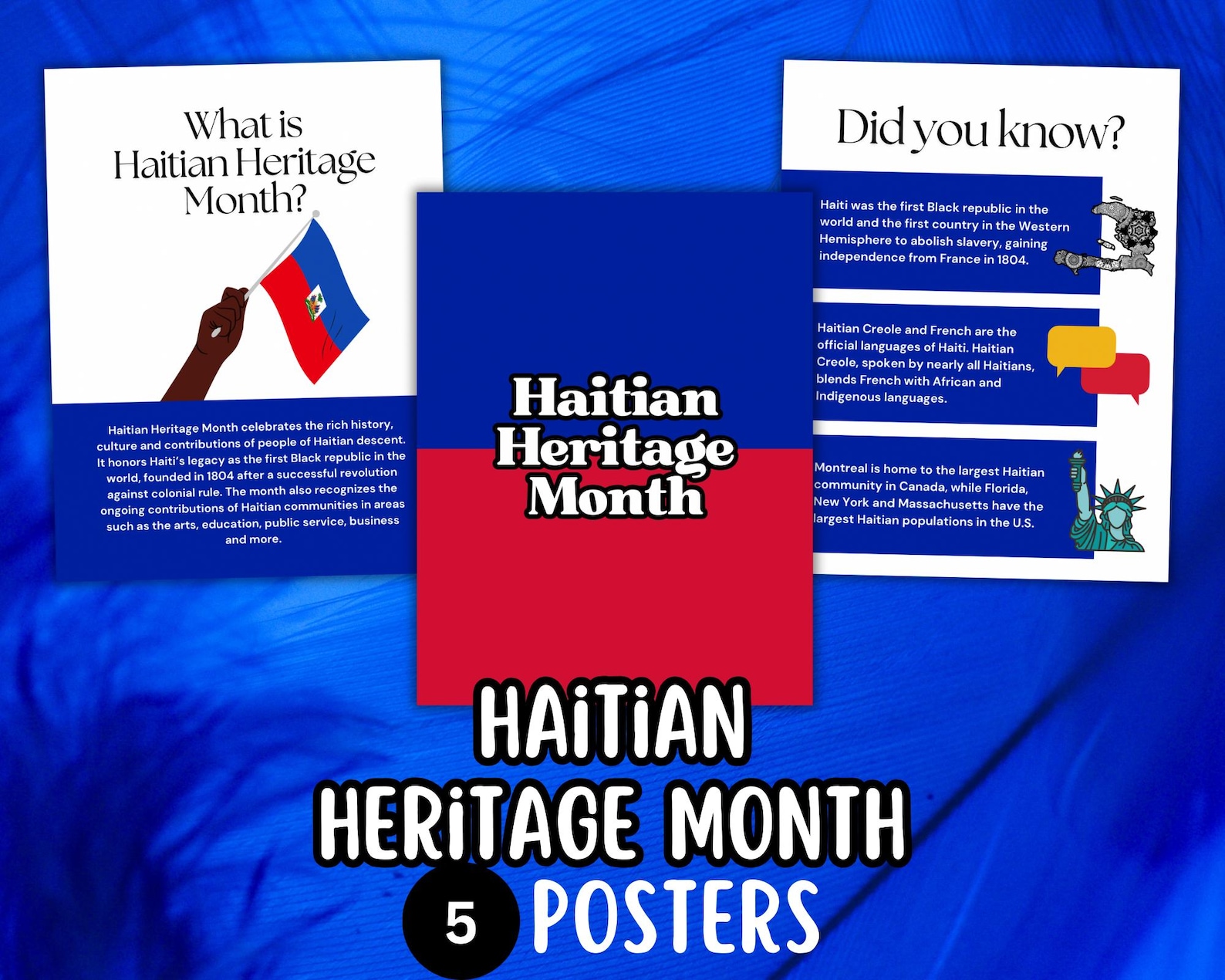 Haitian Heritage Month Info Poster Files (set of 5), Haitian Creole ...