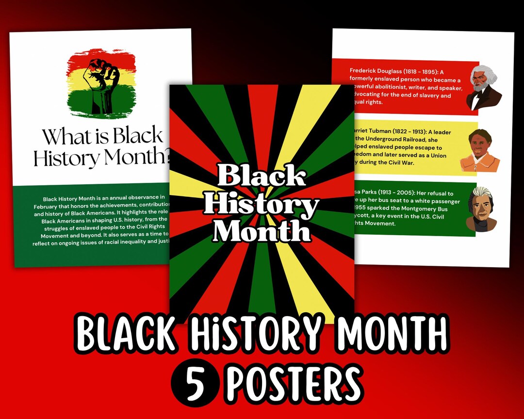 Black History Month Printable Posters (set of 5), African American ...