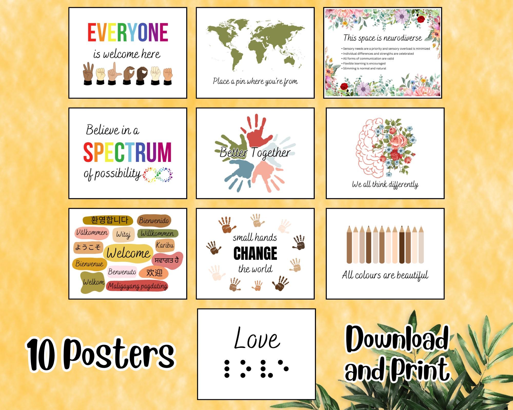 Inclusive Classroom Posters (set of 10), Diversity Posters, Everyone is ...