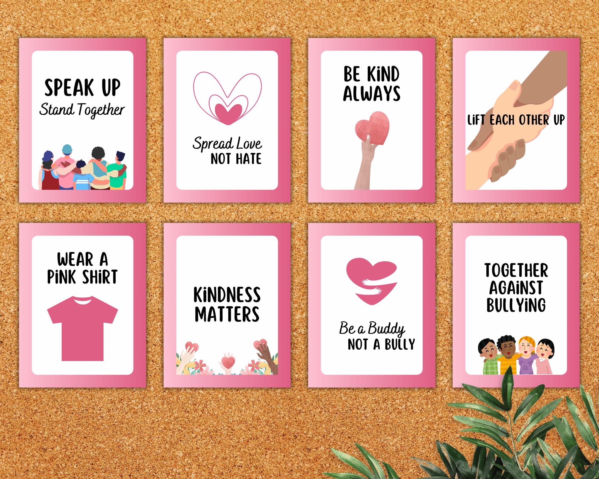 Anti-bullying Day Classroom Posters Set of 8, Pink Shirt Day, Bullying ...