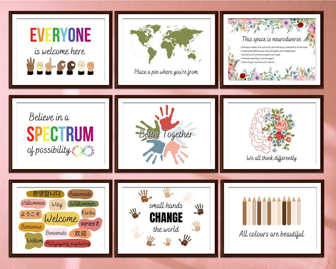 Set of 10 Inclusive Classroom Posters, Diversity Posters, Everyone is ...