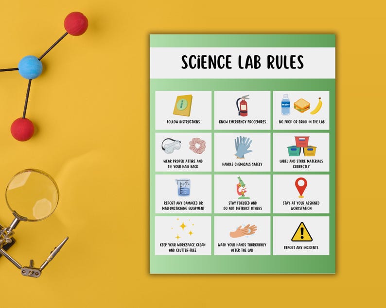 Science Lab Rules Printable Poster, STEM STEAM Wall Art, Classroom ...