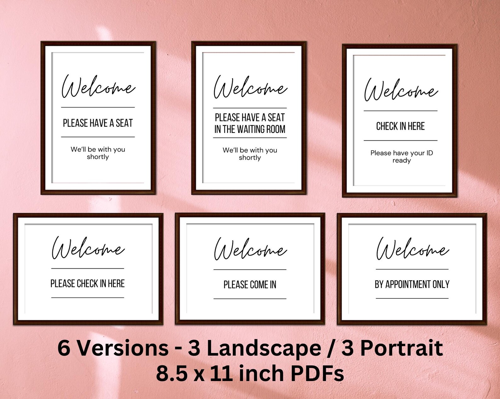 Printable Welcome Please Have a Seat Signs, Reception Front Desk Signs ...