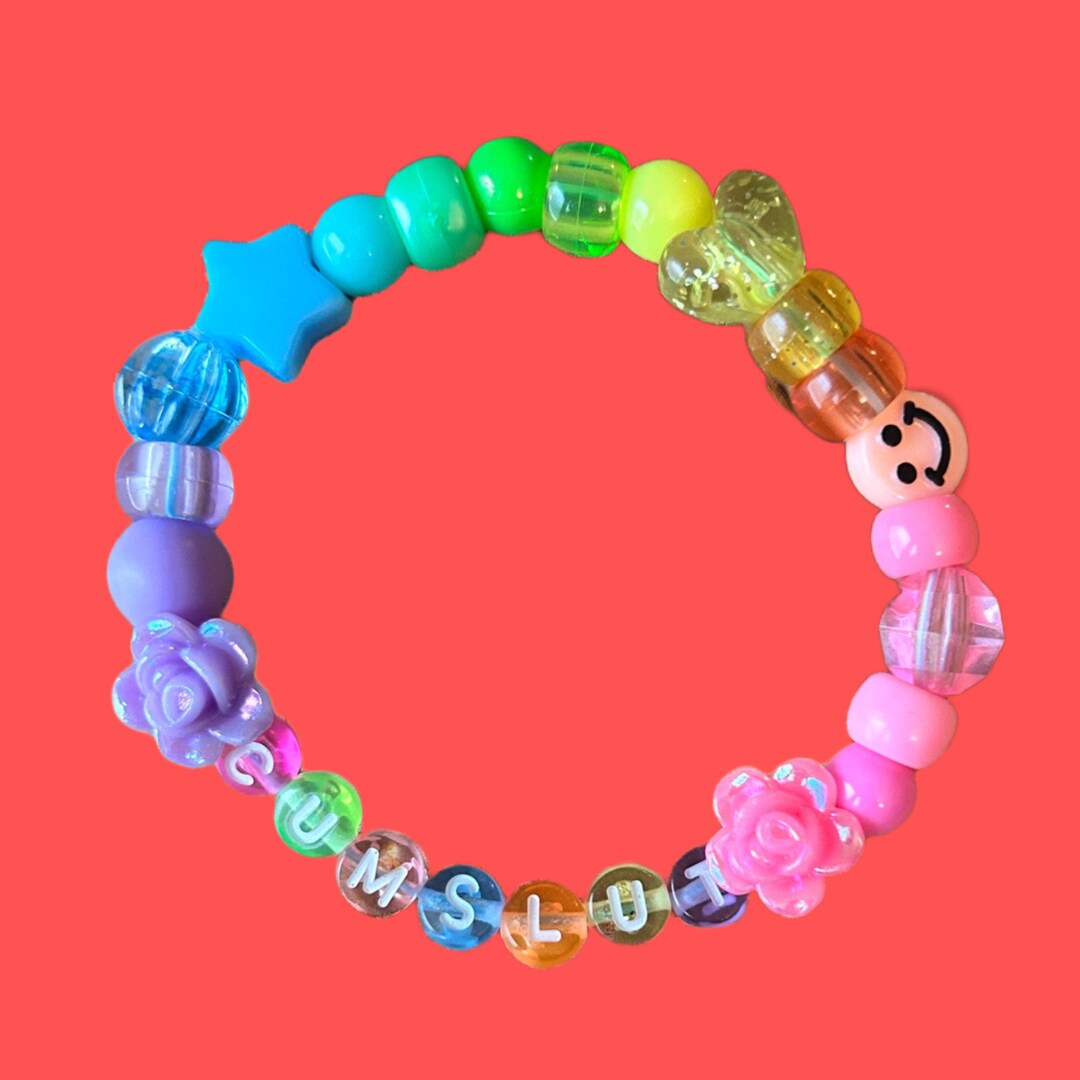 Cumslut Rainbow Beaded Kandi Bracelet Etsy