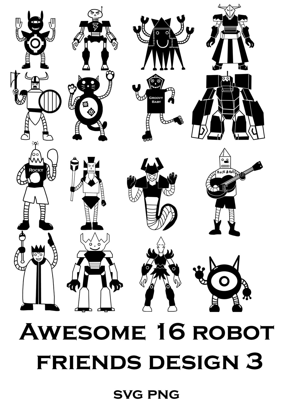 16 Robot Svg Bundle Robot Png Bundle Robot Clipart Robot Silhouette Robot Cut Files Robot