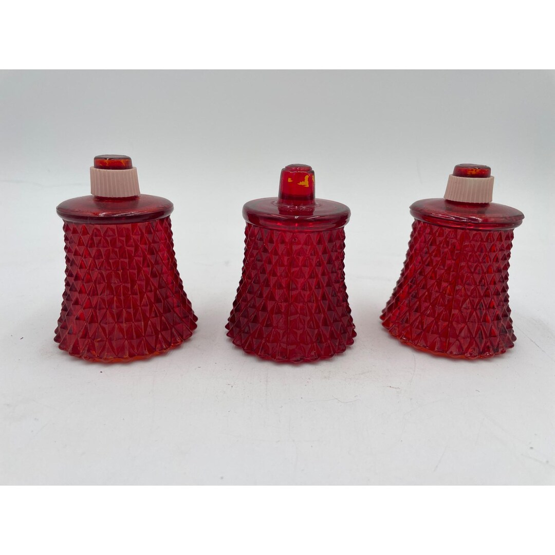 Vintage Red Glass Diamond-cut Light Sconce Shades Set of 3 - Etsy