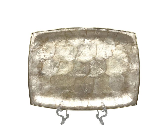 Decorative Rectangular Capiz Shell Plate Platter Trinket Vanity Tray W ...
