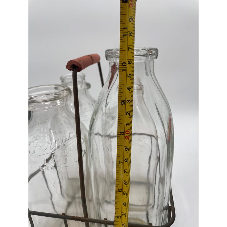 Vintage Glass Milk Bottles Metal Carrier - Etsy