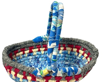 Vintage Coiled Rag Basket, Double Handled, Heart Shaped - Etsy